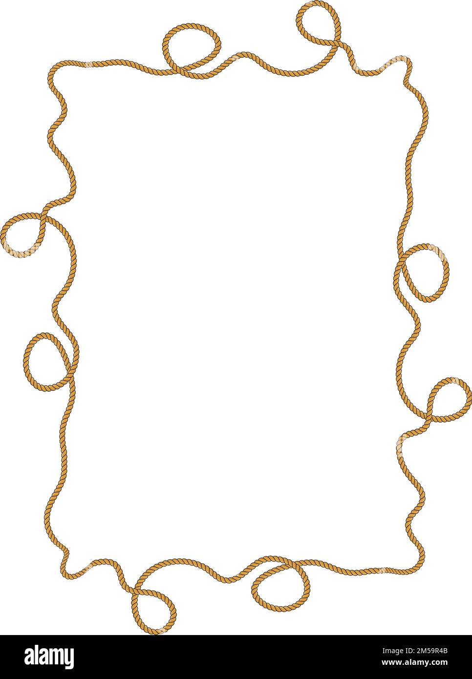 Rectangular frame made of tangled rope isolated on white background ...