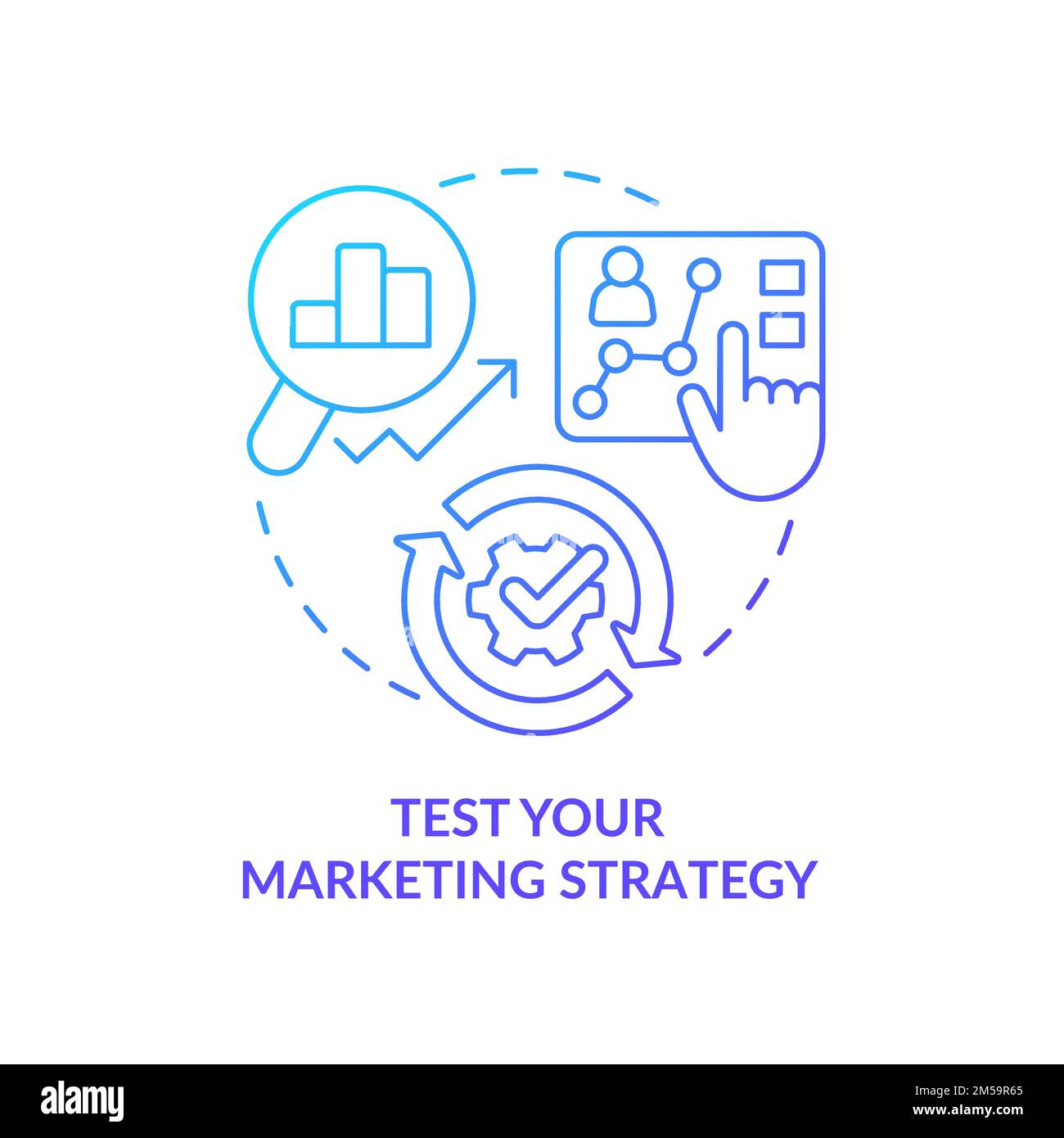 Test your marketing strategy blue gradient concept icon Stock Vector ...