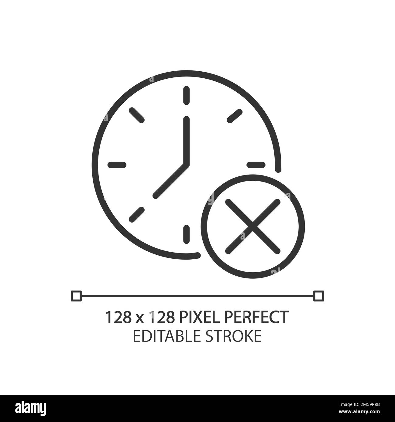 Clock with cross mark pixel perfect linear icon Stock Vector Image ...