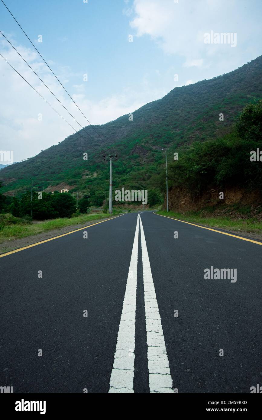 Highway road in a city of Rijal Almaa in Saudi Arabia, It is a city in ...