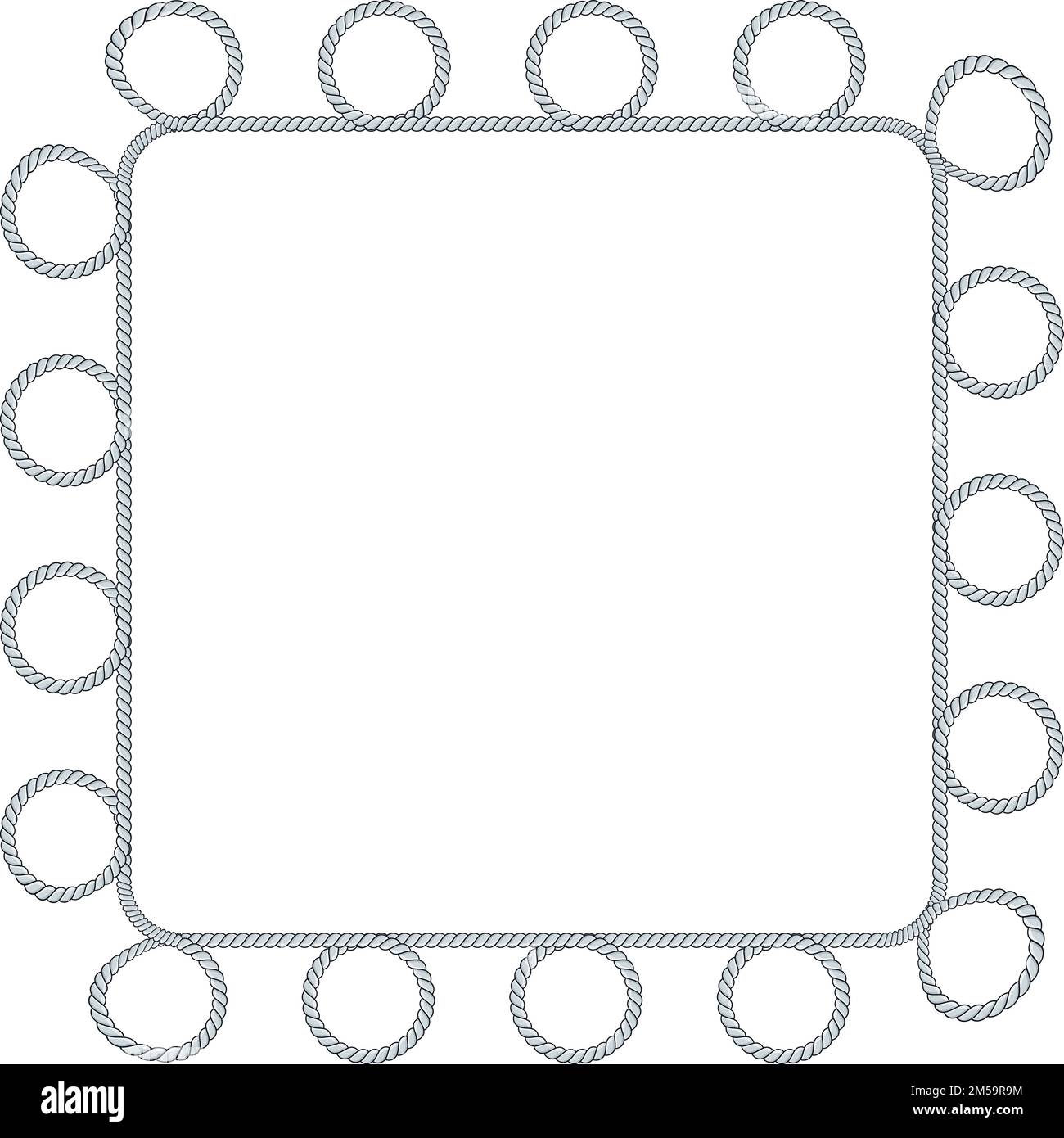 Square rope frame isolated on white background. Twisted cord Stock ...