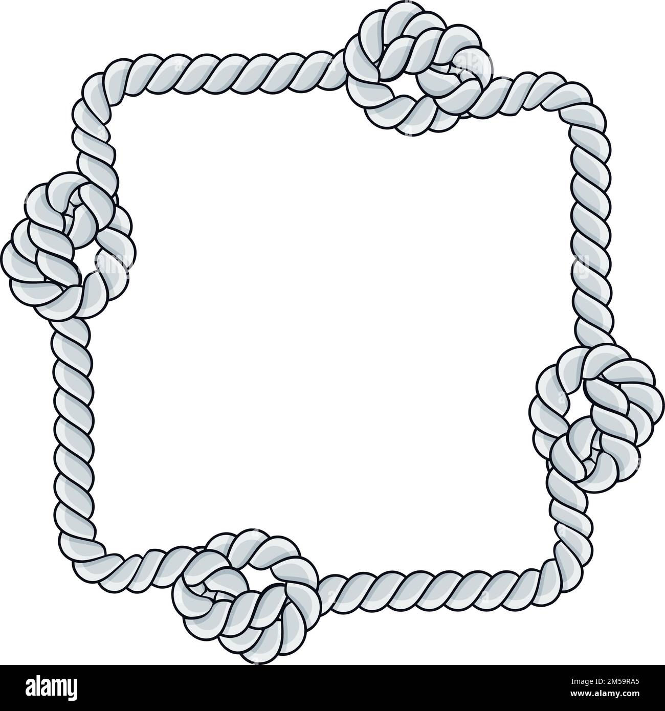 Square rope frame isolated on white background. Twisted cord Stock ...