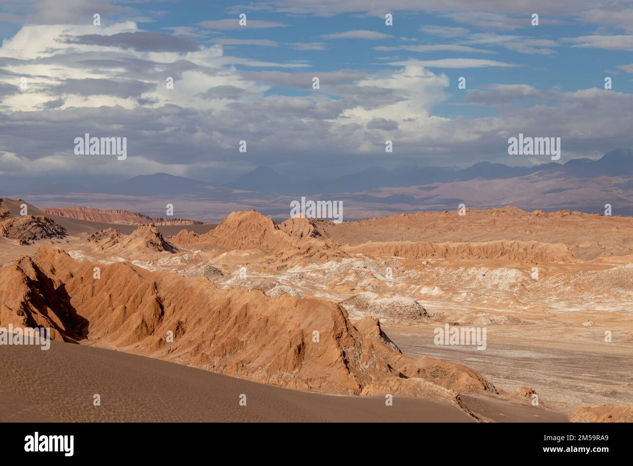 Valleys made of salt in the driest desert of the world, Atacama in ...