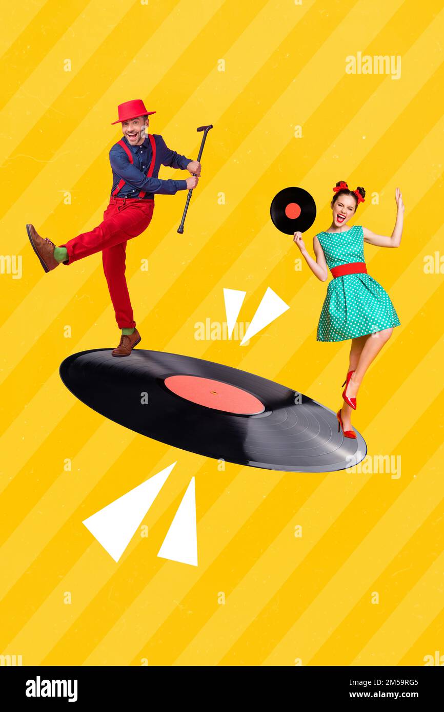 Creative photo 3d collage artwork poster postcard of happy people enjoy ...