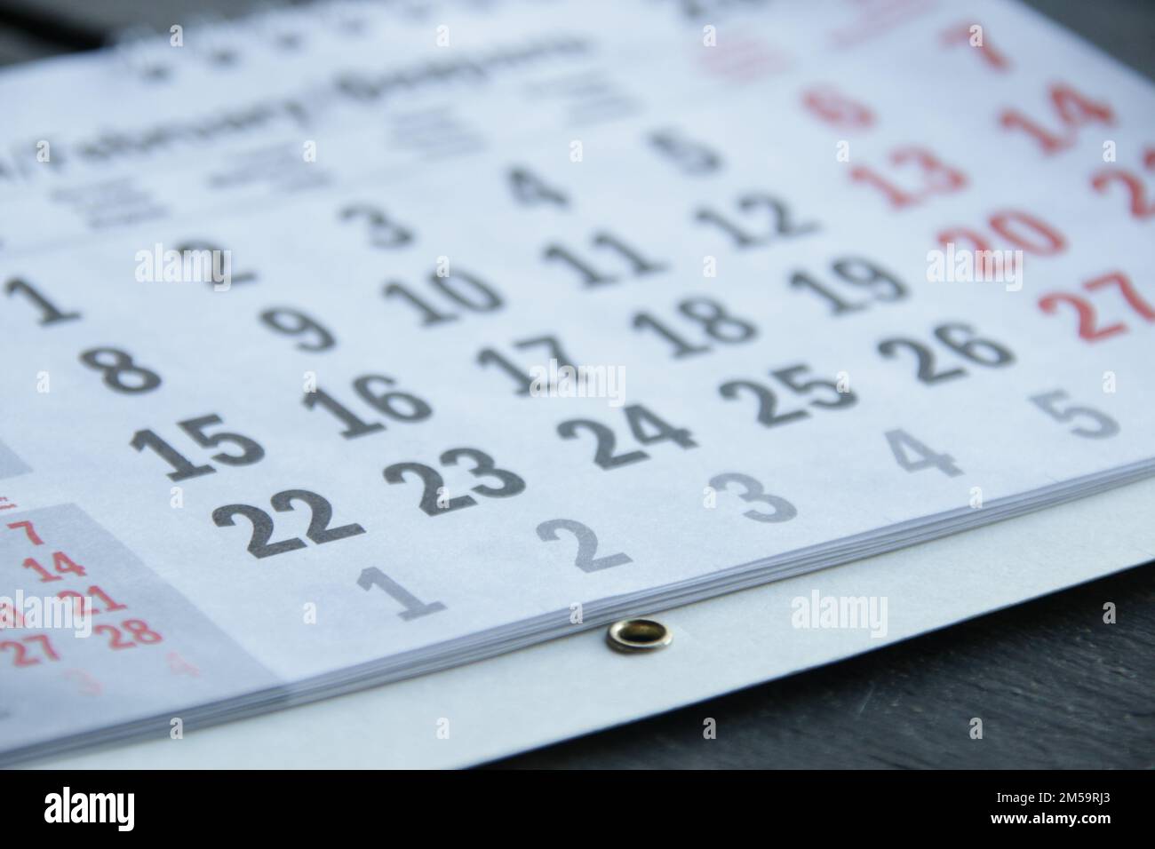 Calendar page with date. Calendar sheet Stock Photo - Alamy