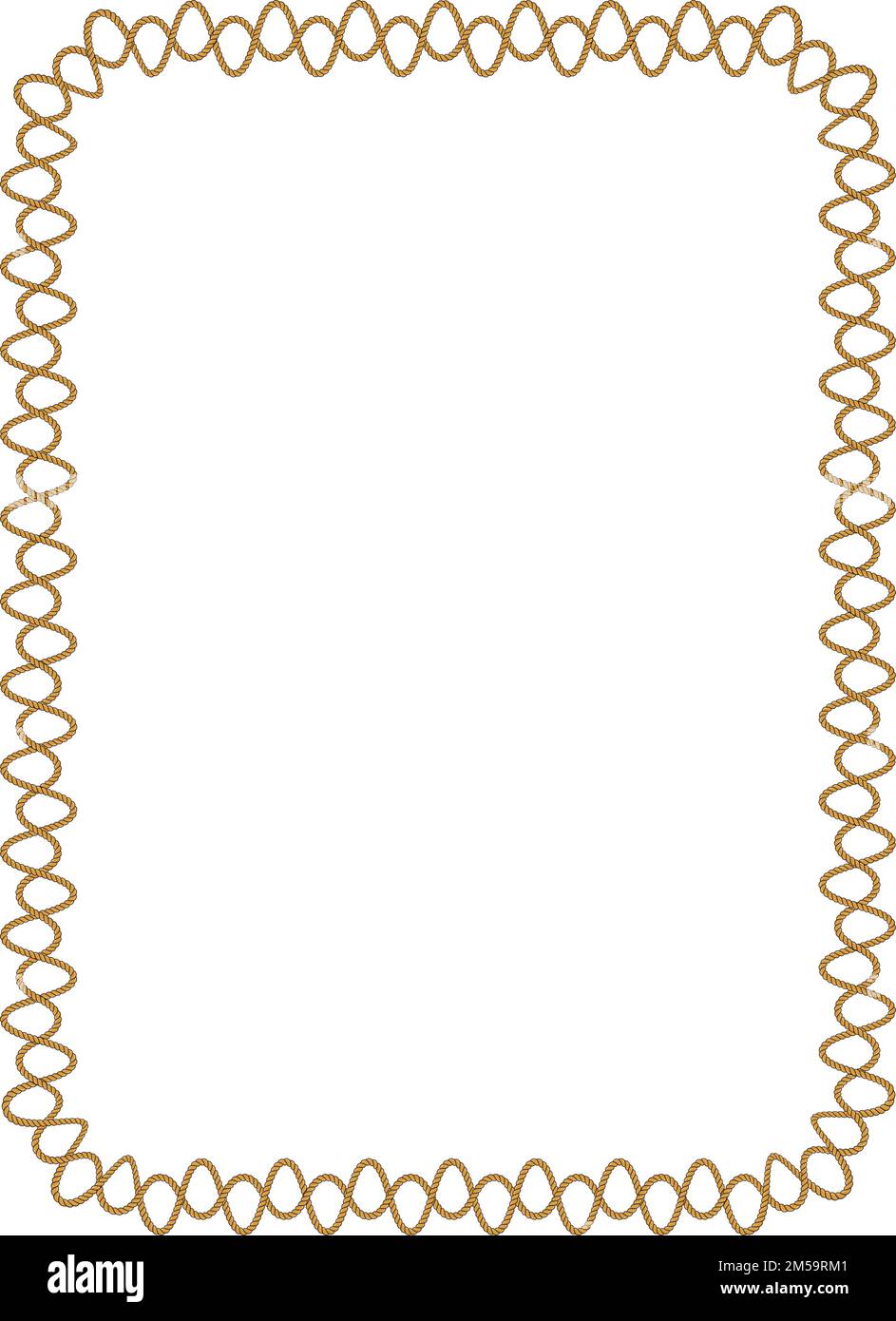 Rectangular frame made of tangled rope isolated on white background ...