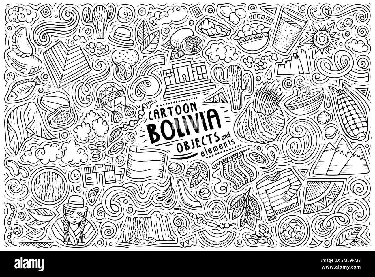 Set of Bolivia traditional symbols and objects Stock Vector Image & Art ...