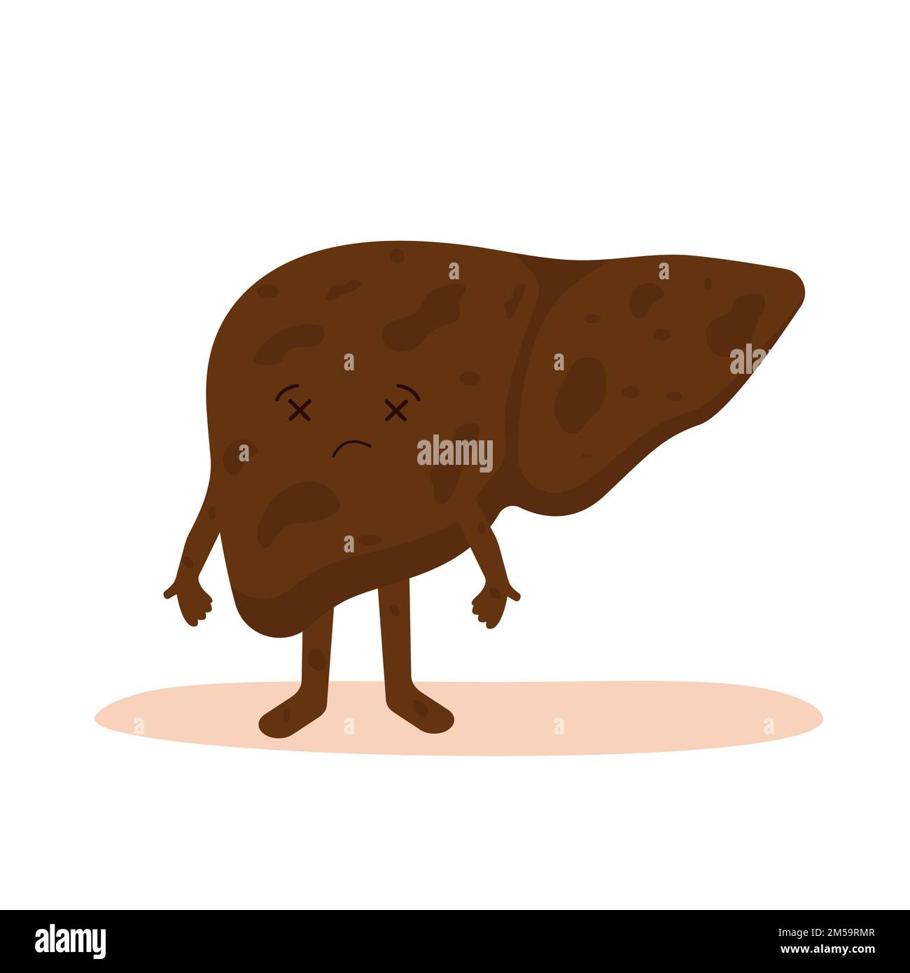 Human liver cirrhosis, sick cartoon character concept. Vector ...