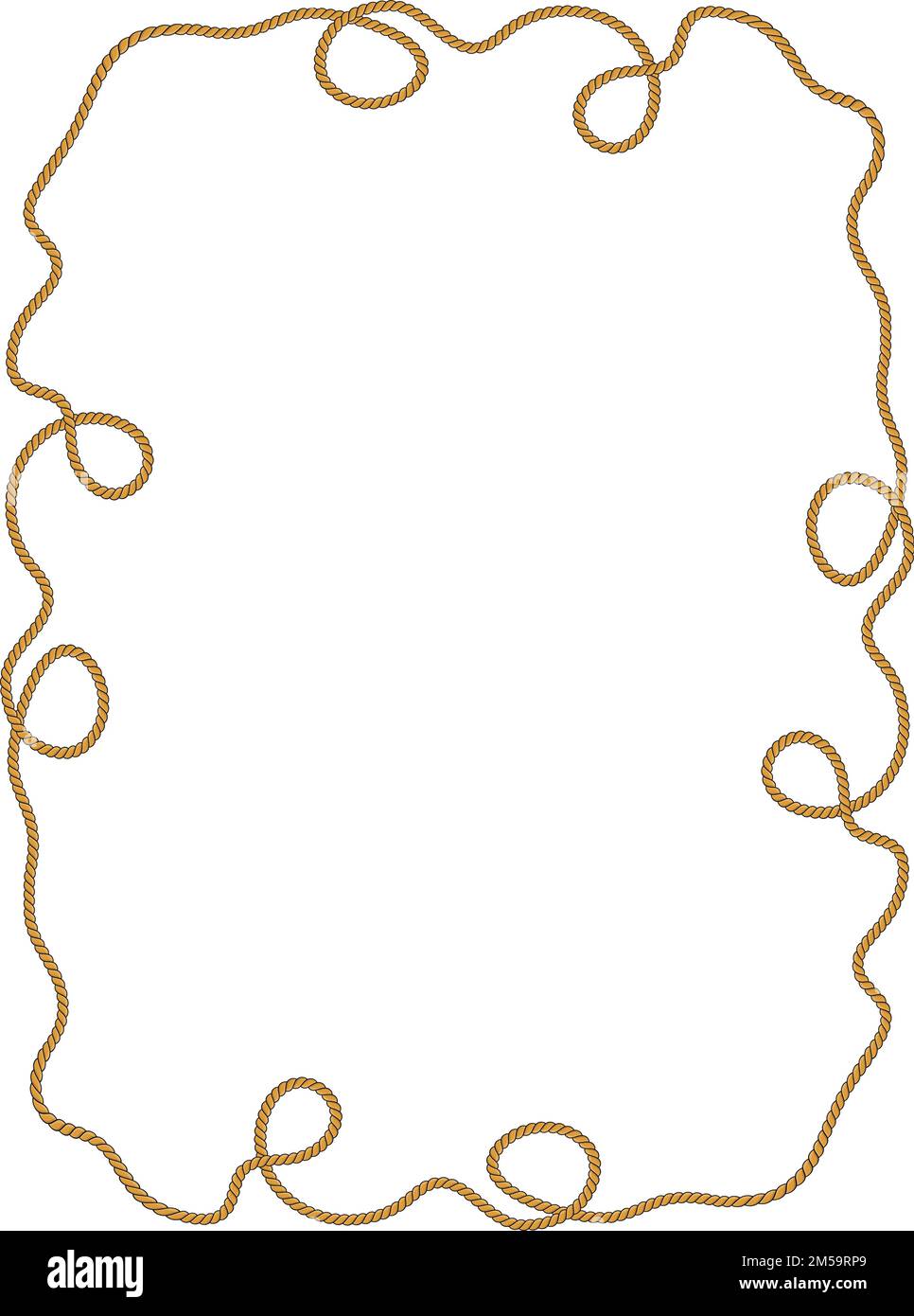 Rectangular frame made of tangled rope isolated on white background ...