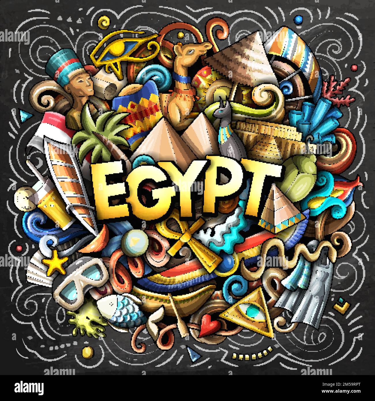 Egypt cartoon doodle illustration. Funny design Stock Vector Image ...