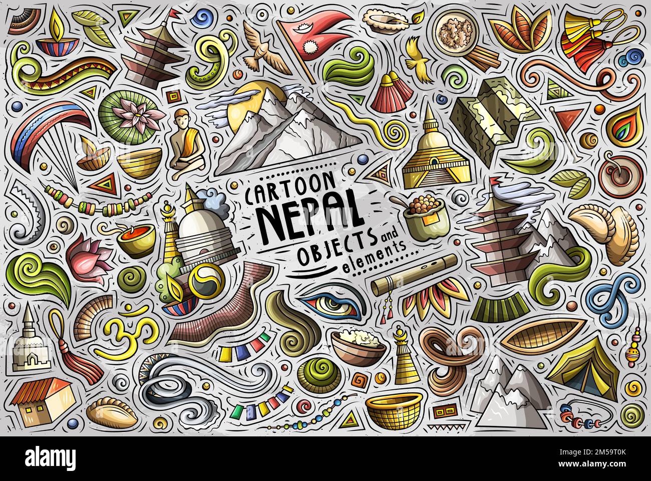Set of Nepal traditional symbols and objects Stock Vector Image & Art ...