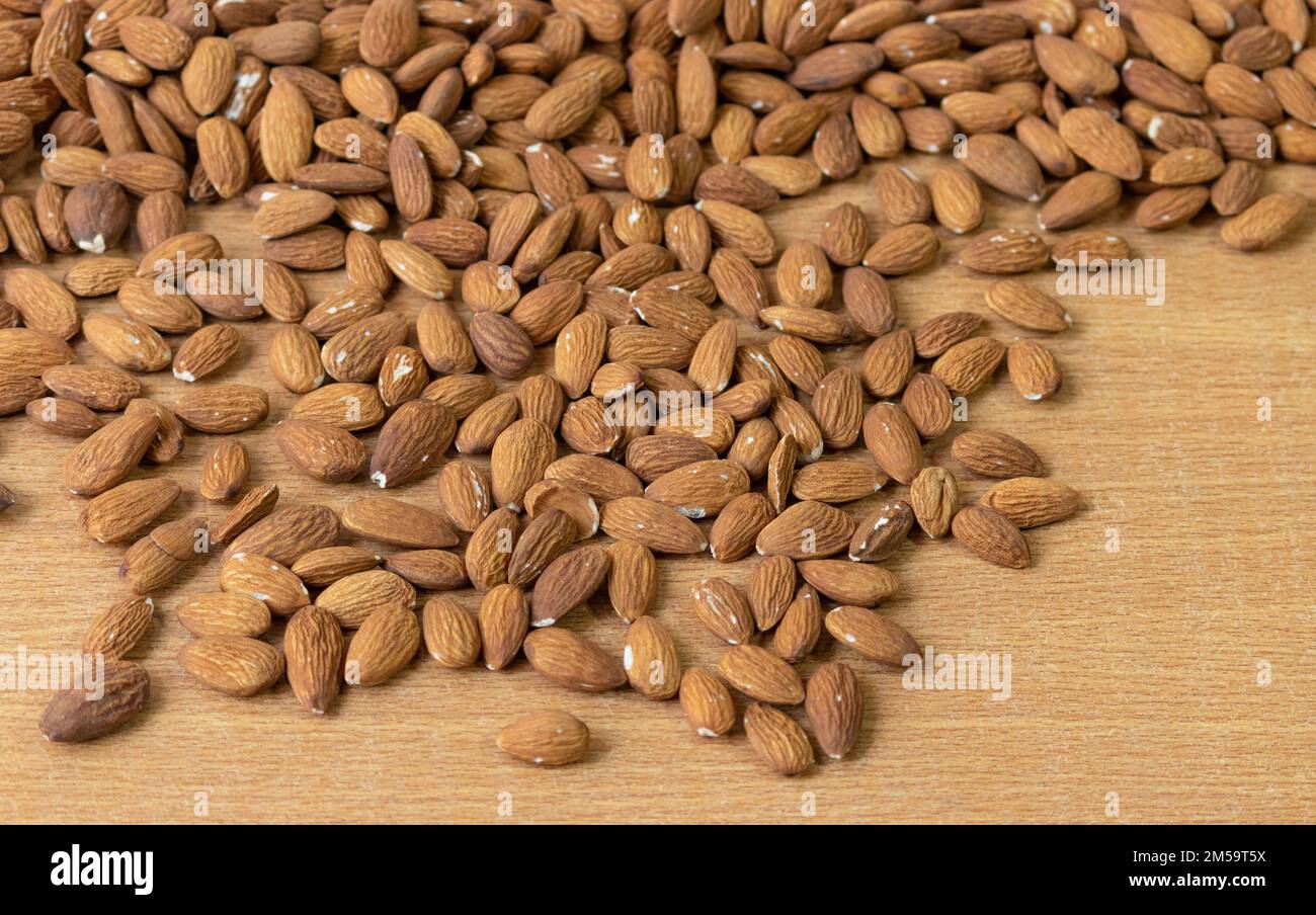Roasted Delicious Almond Food Close-Up View, Background of big raw ...