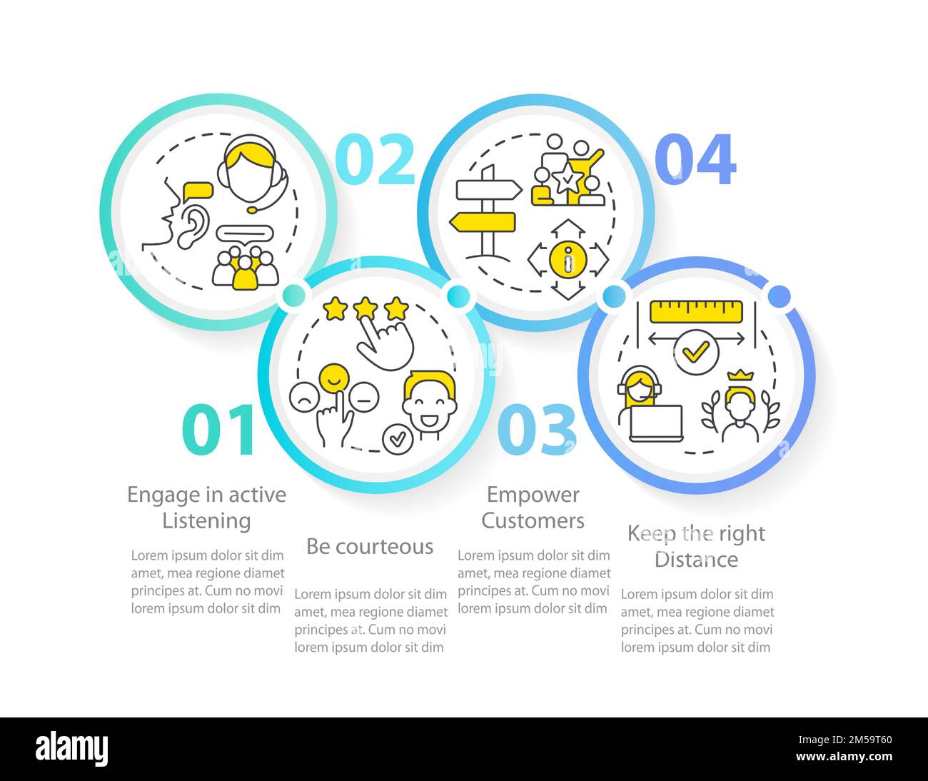 Call center customer service work circle infographic template Stock ...