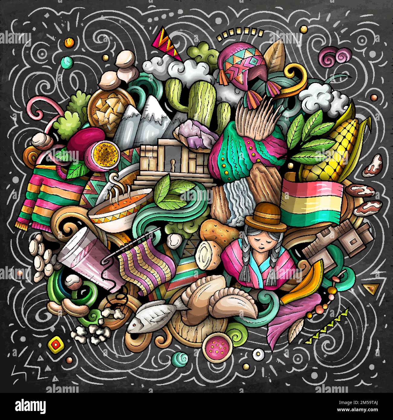 Bolivia hand drawn cartoon doodles illustration Stock Vector Image & Art - Alamy