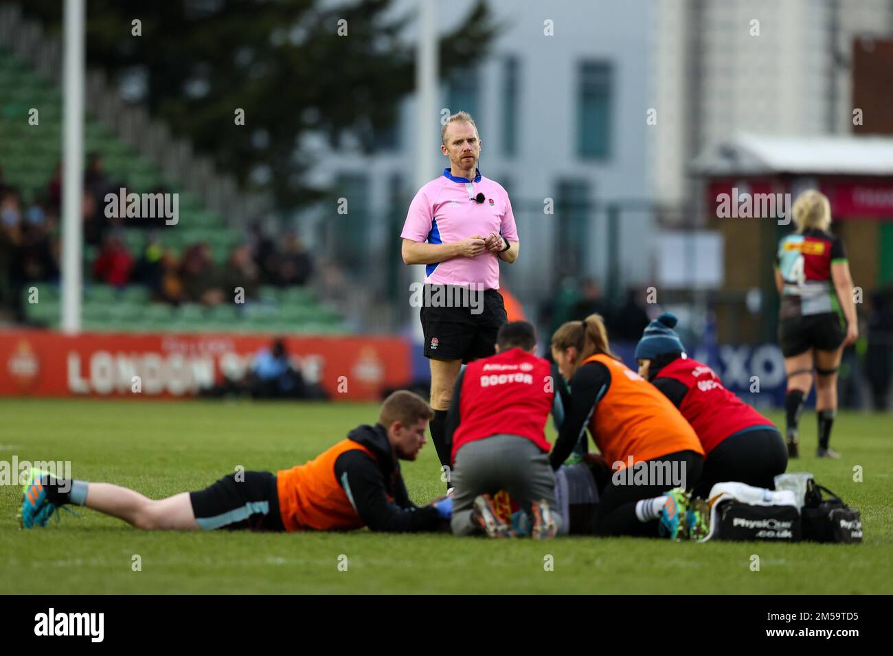 London, UK. 27th Dec, 2022. Referee Wayne Barnes looks on as Lucy ...