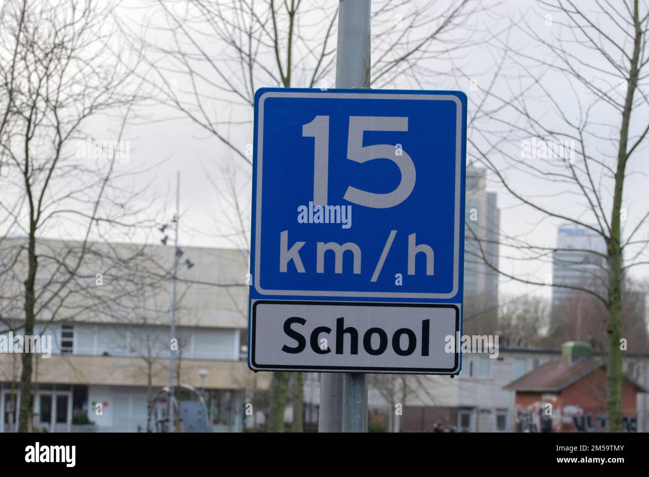 Close Up Limit 15 KM Sign At A School At Amsterdam The Netherlands 24 ...