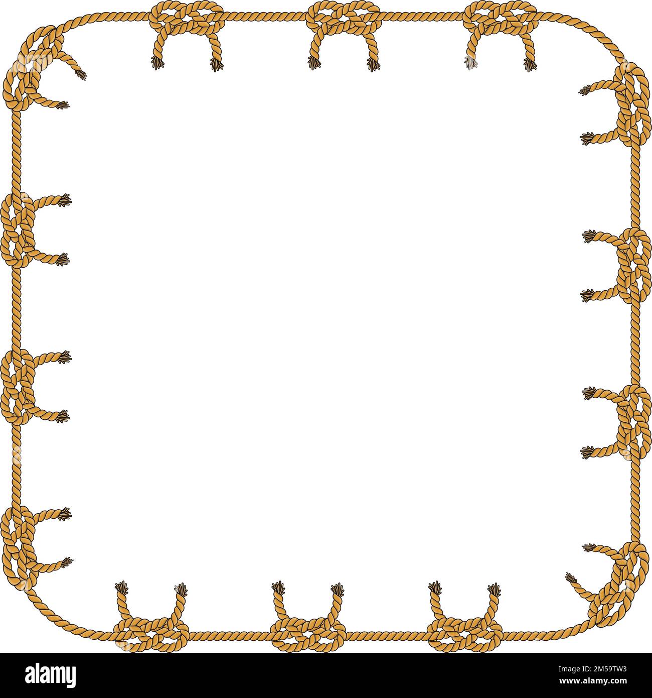 Square rope frame isolated on white background. Twisted cord Stock ...