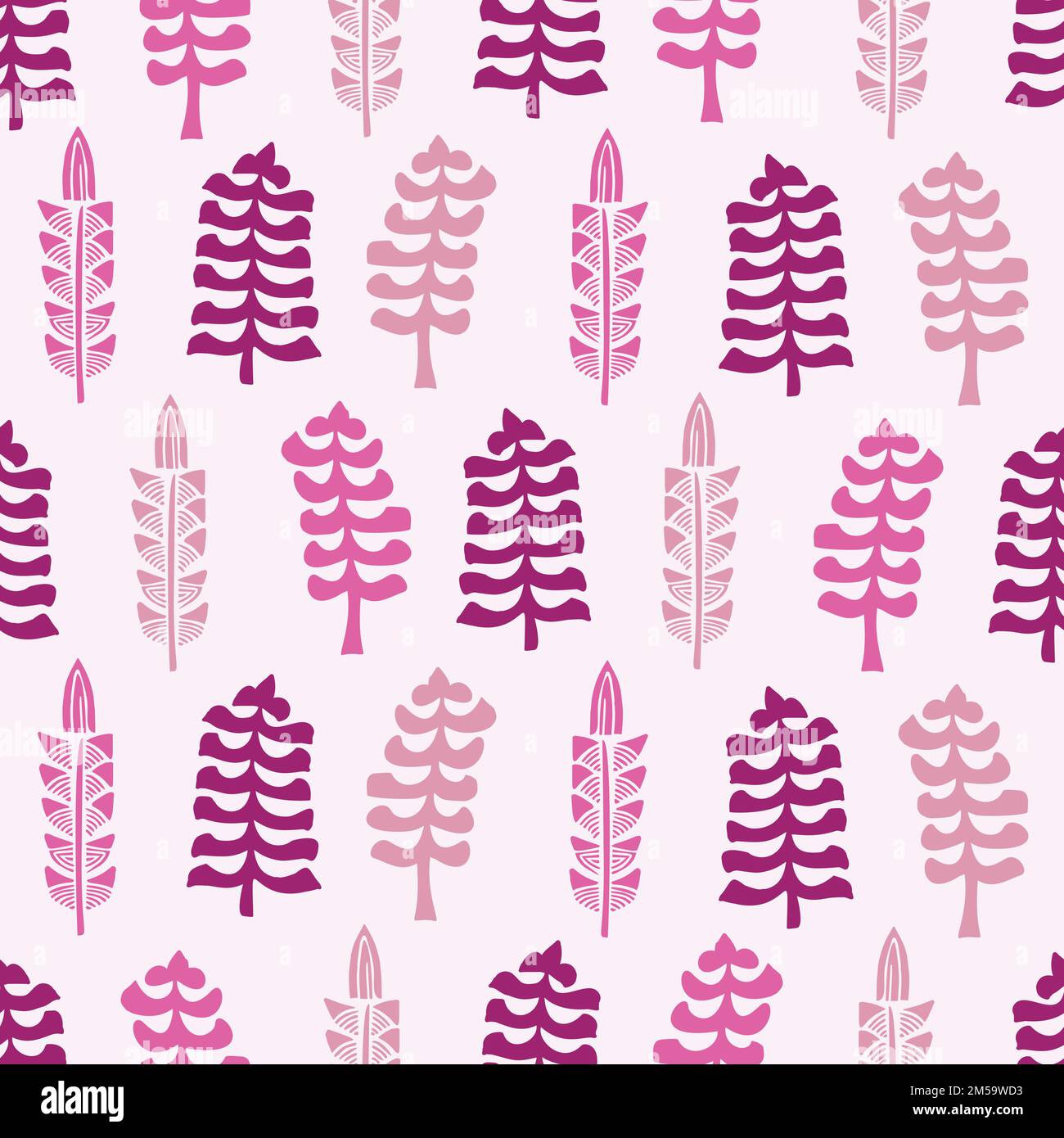 Floral viva magenta seamless vector pattern. Color of the year girly ...