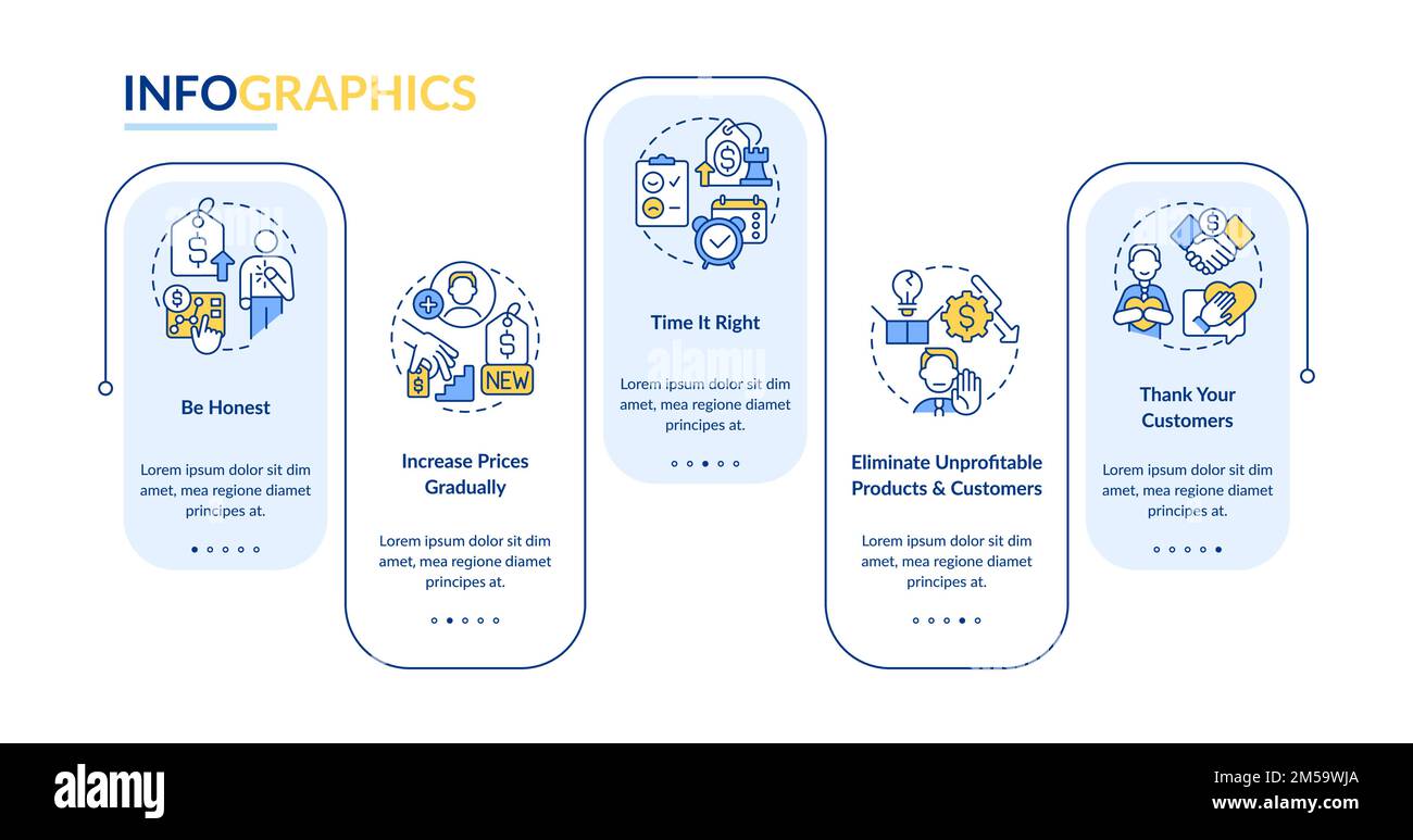 Tactics for raising prices blue rectangle infographic template Stock Vector Image & Art - Alamy