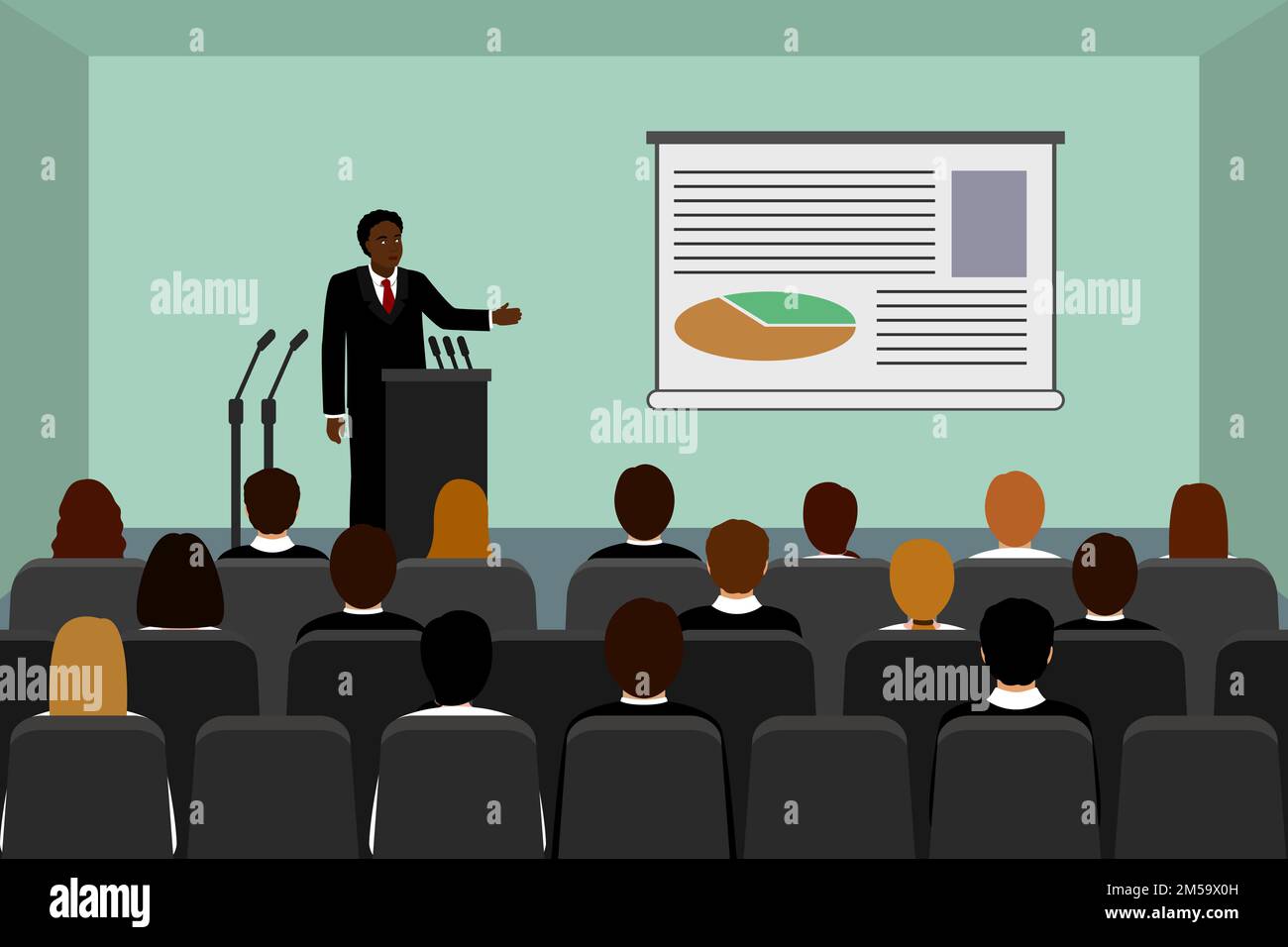 African teacher gives lecture in auditorium. Vector illustration Stock Vector Image & Art - Alamy