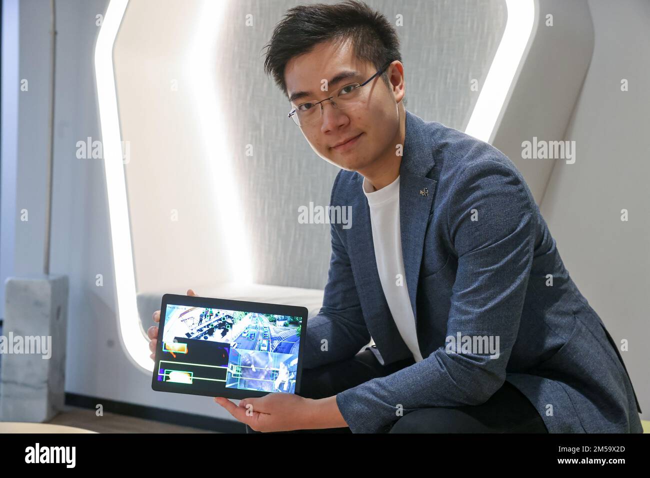 A founder of start-up SOCIF Jason Yuen Lok-haang at the Science Park ...