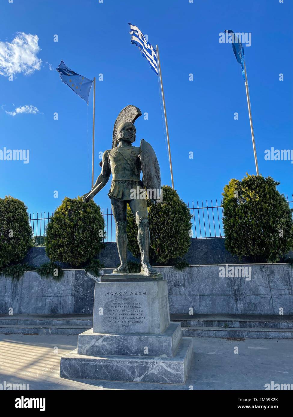 The statue of King Leonidas in Sparta city, Laconia, Peloponnese ...