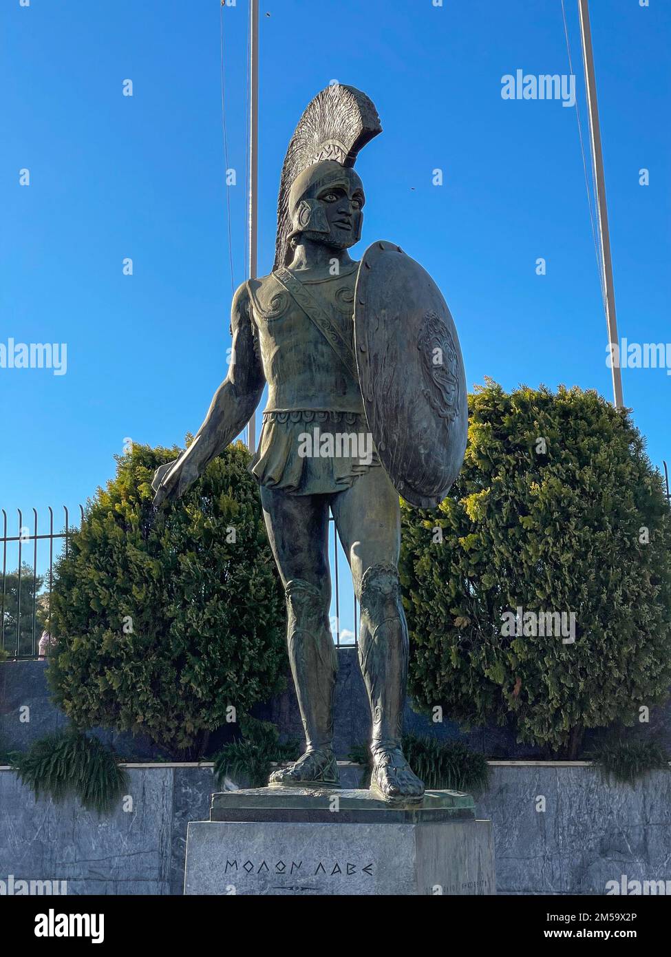 The statue of King Leonidas in Sparta city, Laconia, Peloponnese ...