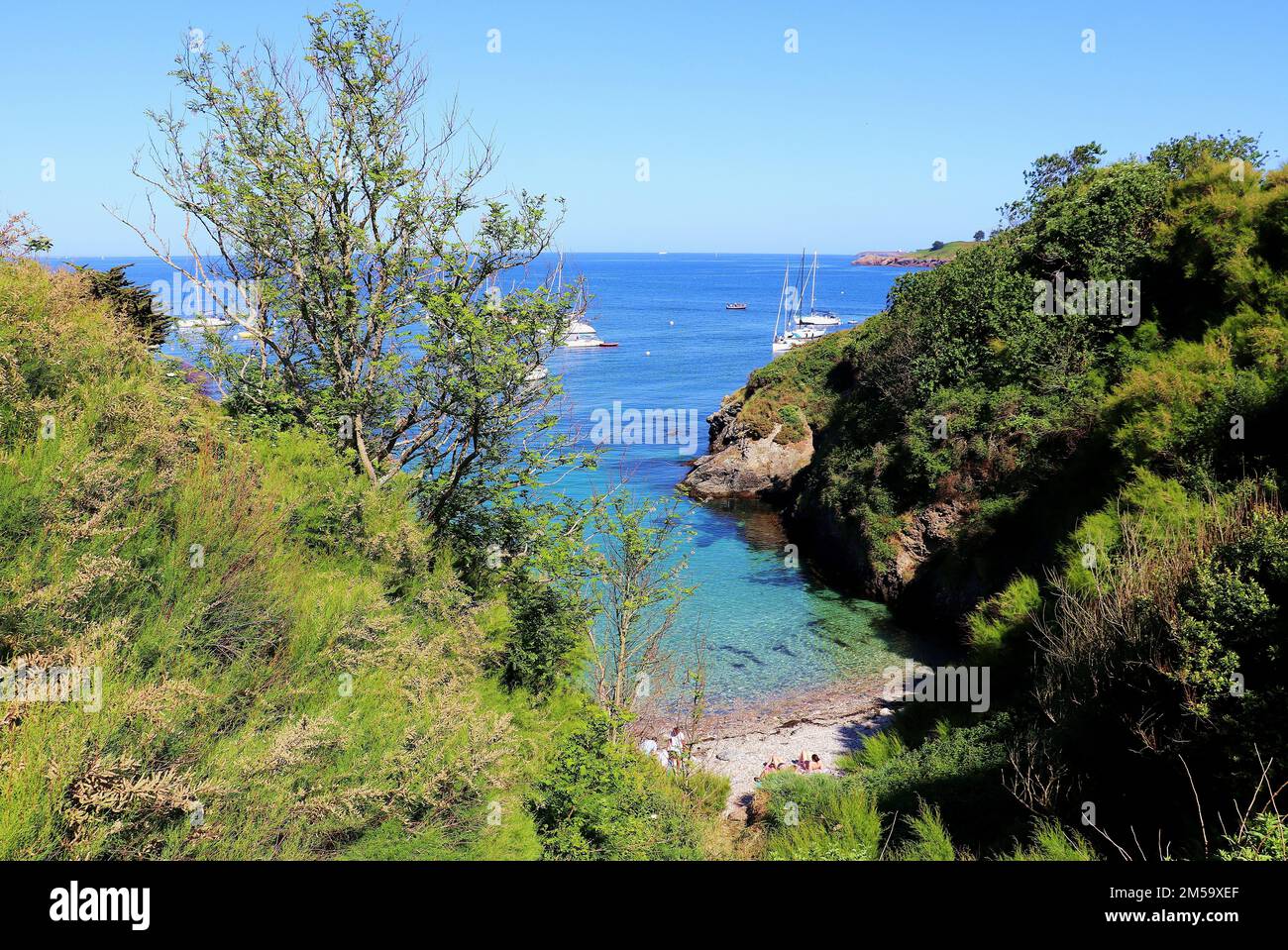 A beautiful landscape of the sea from the green foliage Stock Photo - Alamy