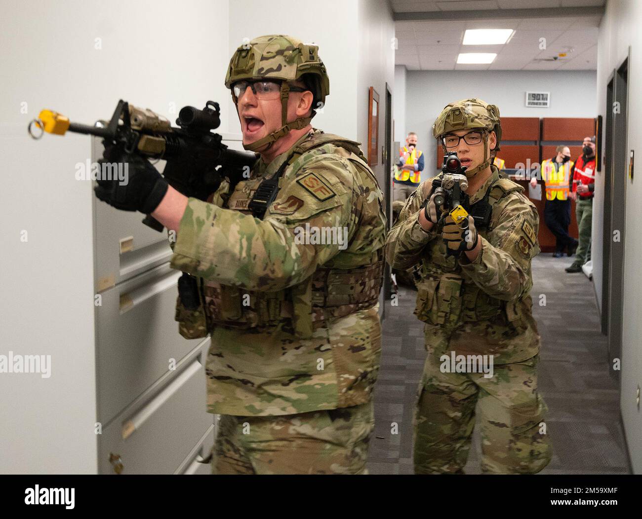 Senior Airman Andrew Barnes, 88th Security Forces Squadron, takes point ...