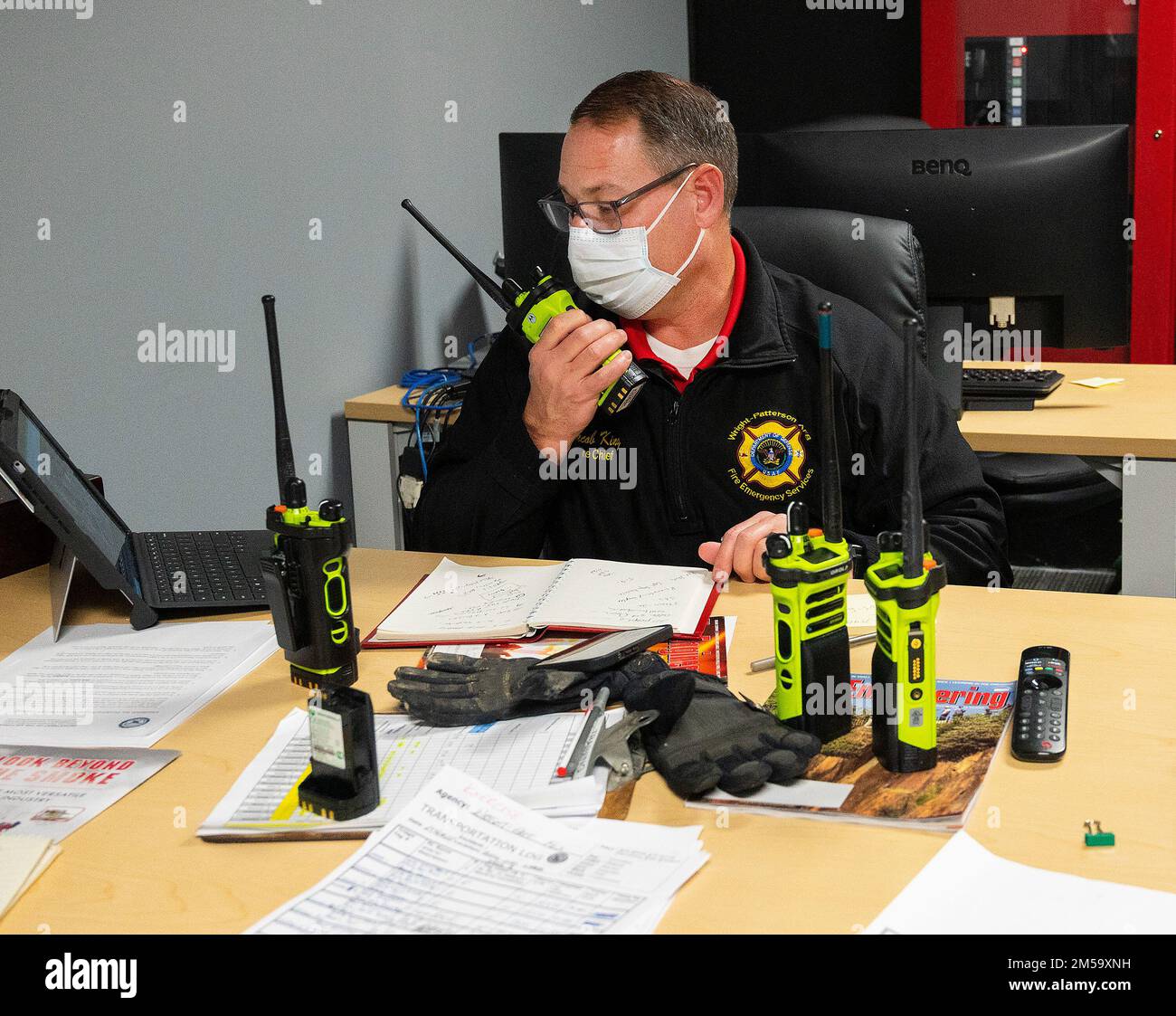Fire Chief Jacob King, 788th Civil Engineer Squadron, acts as incident ...