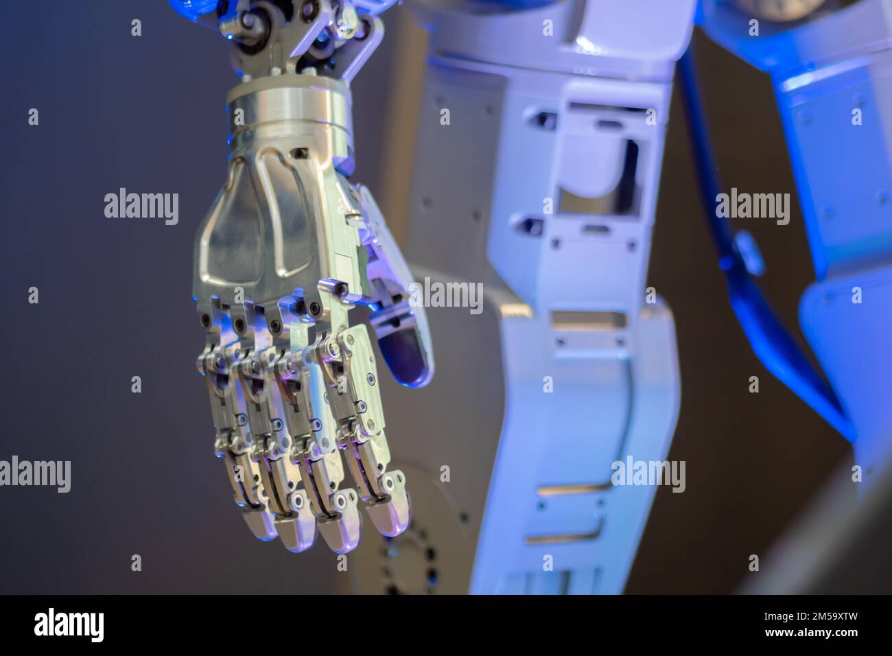 Close up view of futuristic robot hand with fingers Stock Photo - Alamy