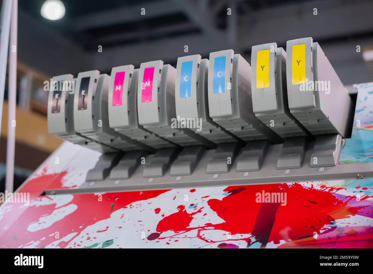 Row of inkjet printer CMYK cartridges - close up Stock Photo - Alamy