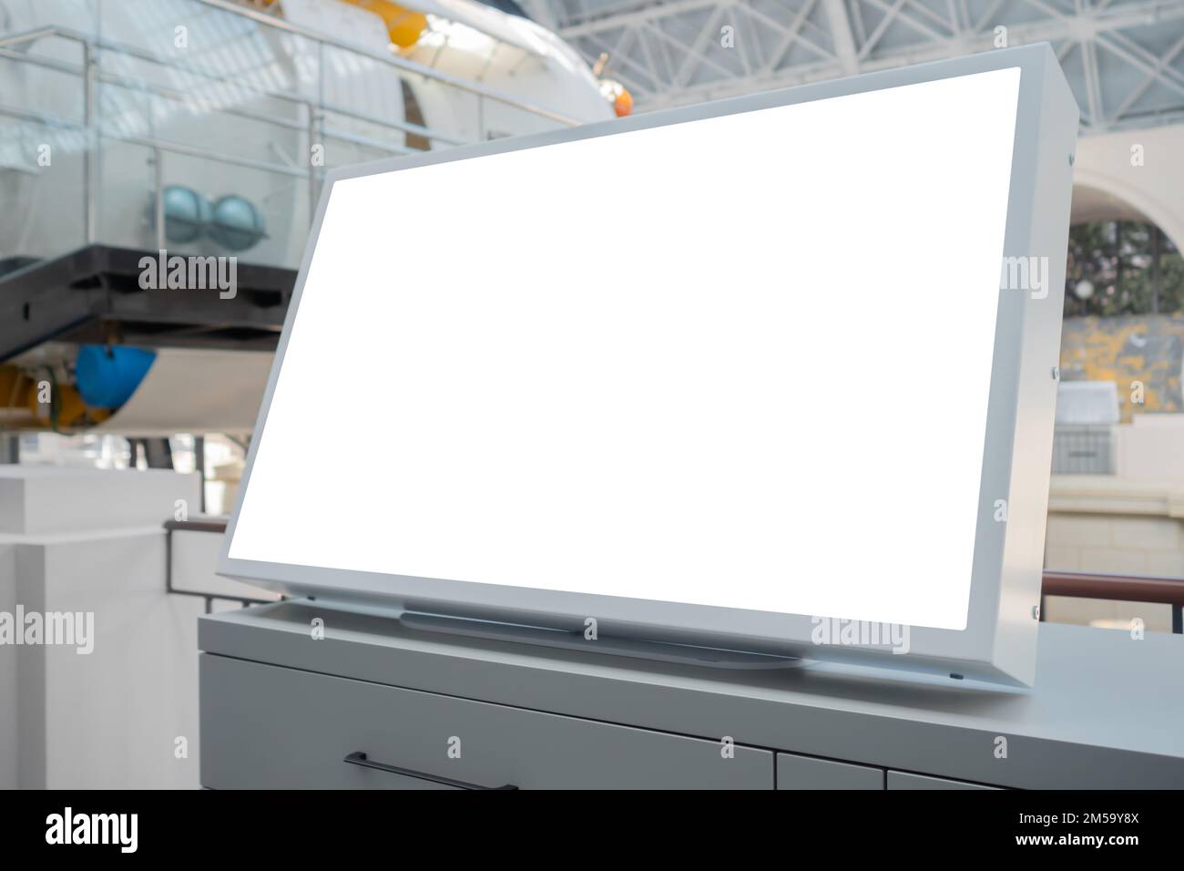 Horizontal blank white display of electronic kiosk - white screen ...