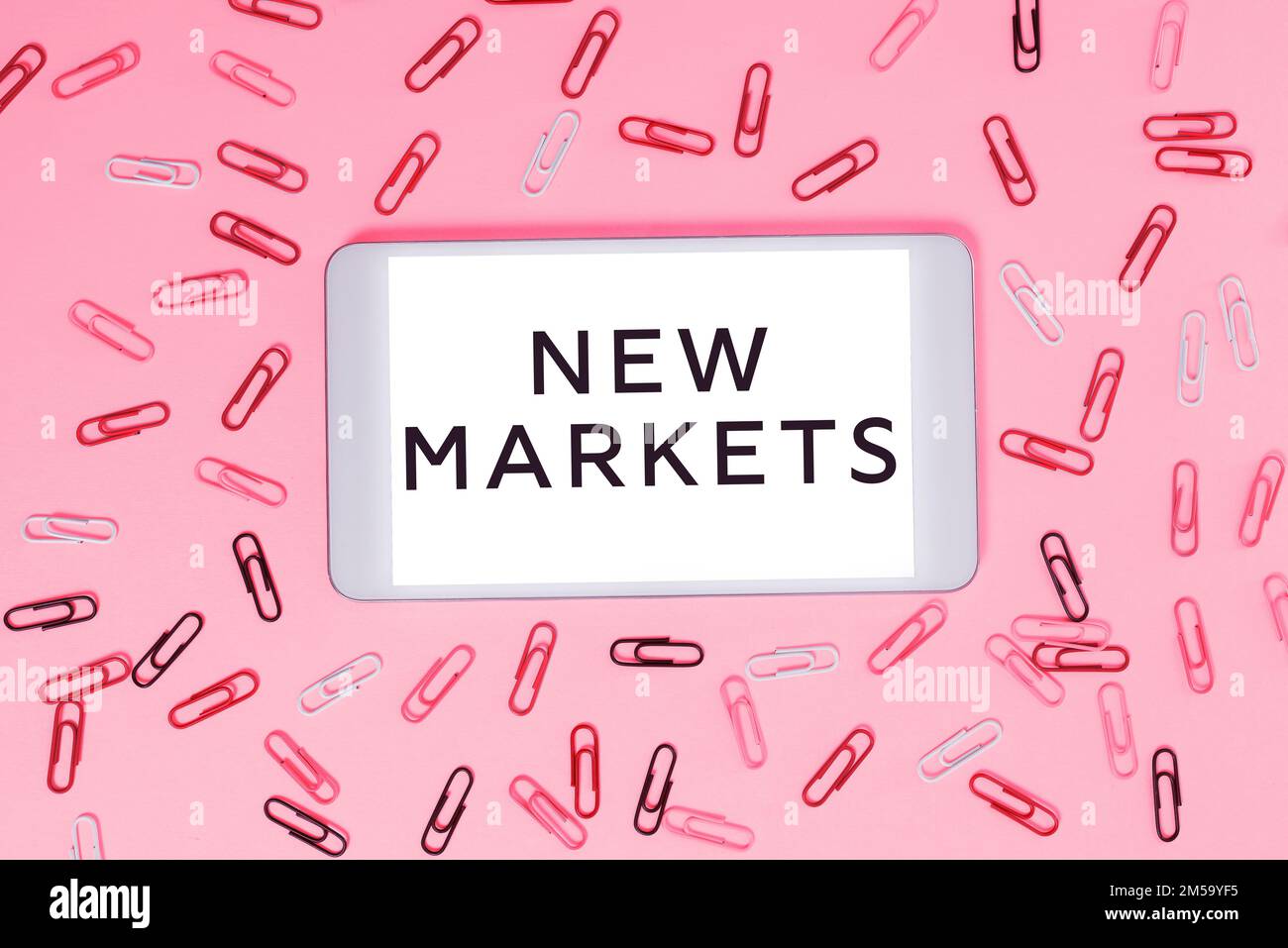 Conceptual display New Markets. Word Written on Different commercial ...