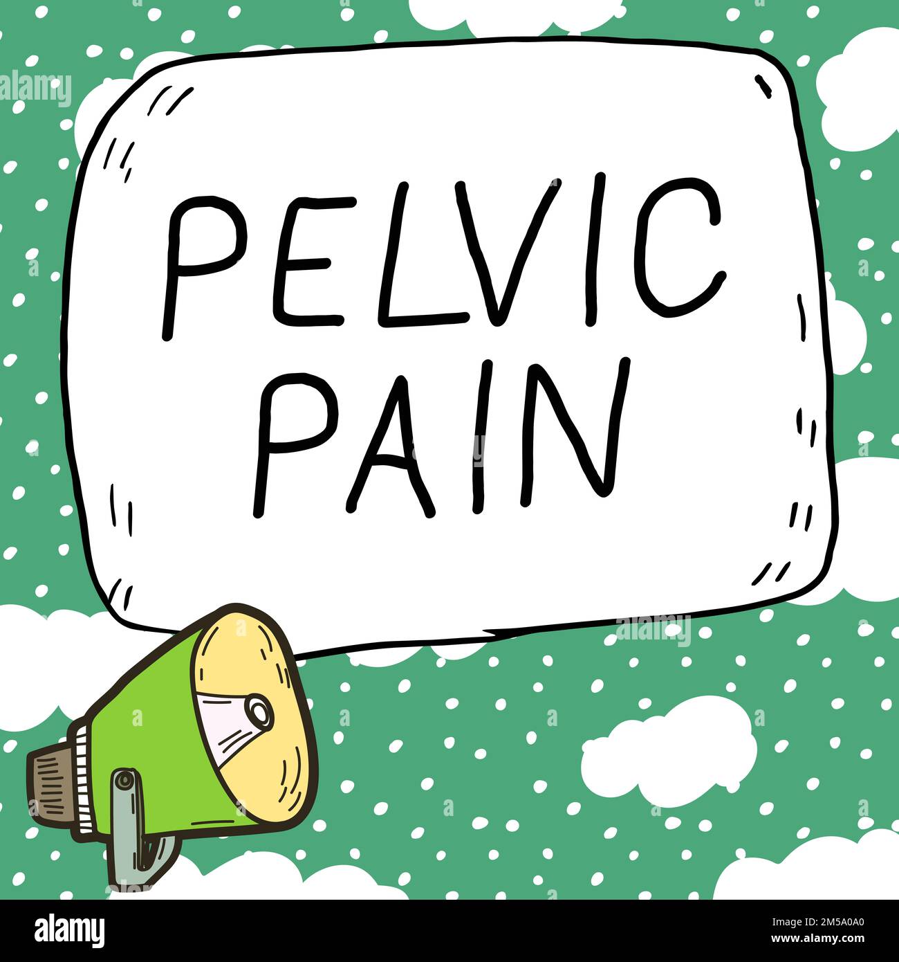 Hand writing sign Pelvic Pain. Word for Pain perceived in the area of ...