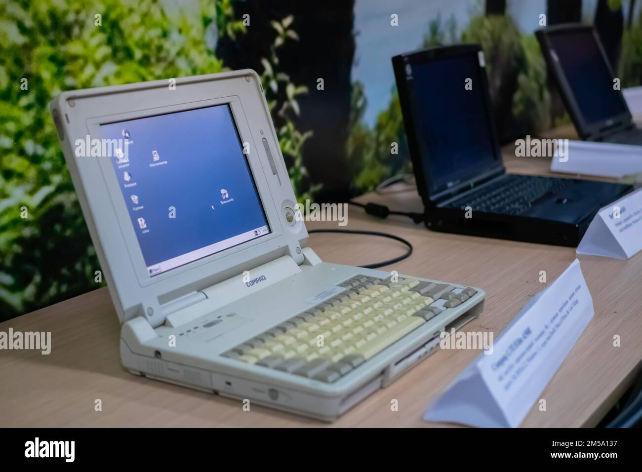 Exhibition of old laptop computers in technology museum Stock Photo - Alamy