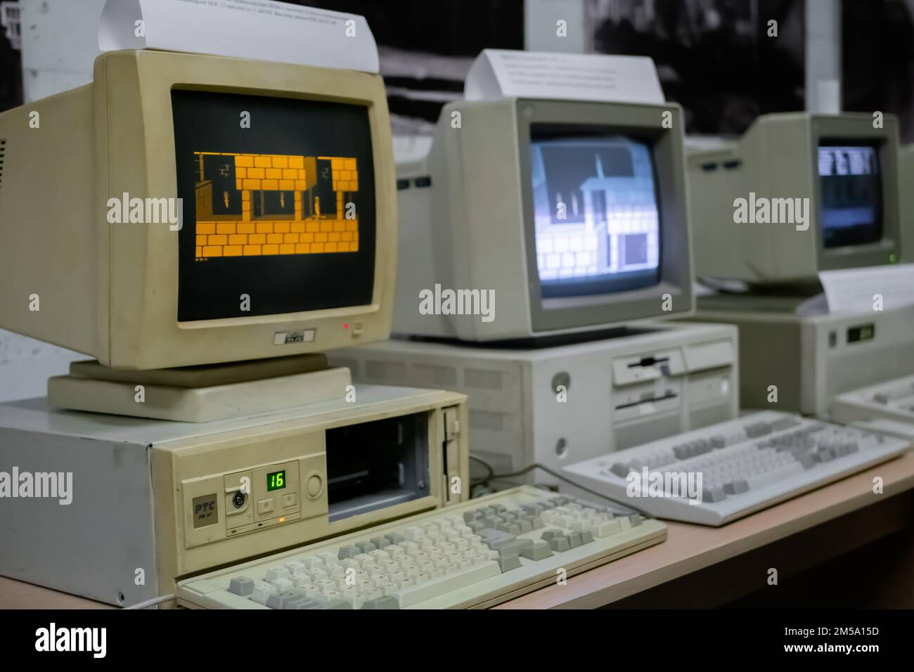 Exhibition of old desktop computers in technology museum Stock Photo ...