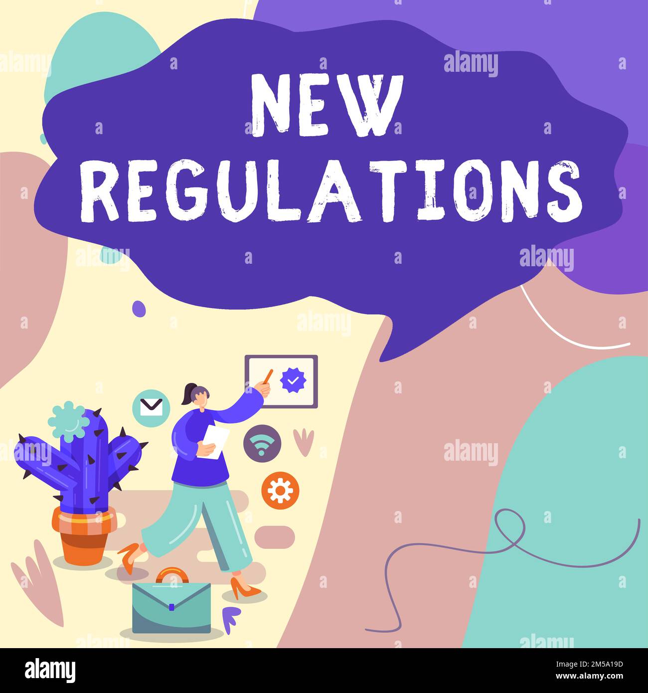 Sign displaying New Regulations. Internet Concept Regulation ...