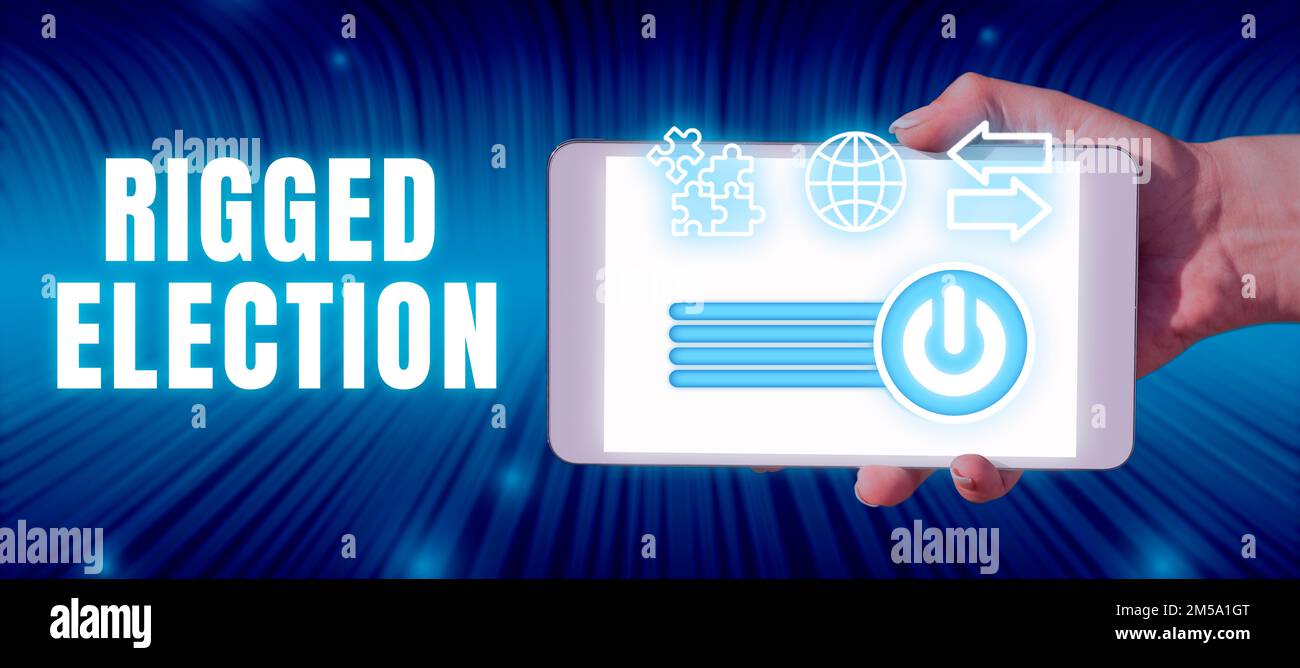 Writing displaying text Rigged Election. Business approach Manage ...