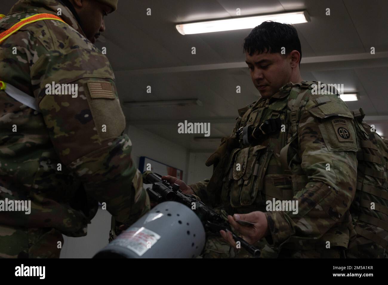 A U.S. Air Force Airman assigned to the 435th Security Forces Squadron ...