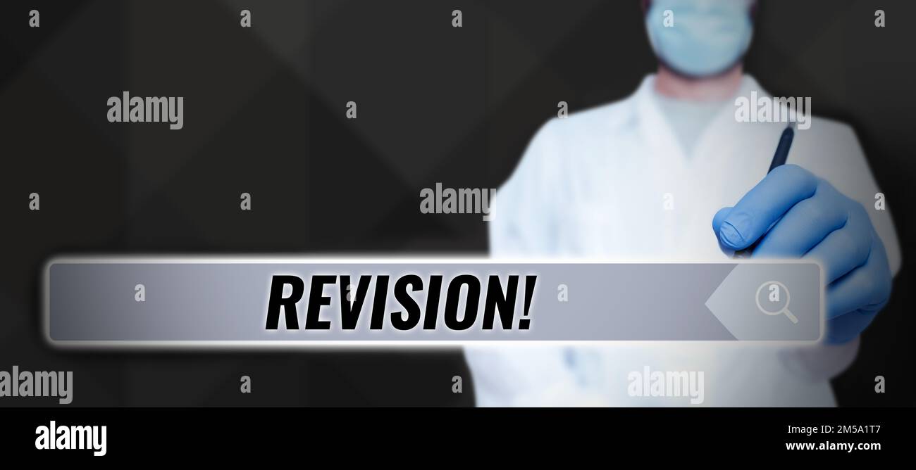 Hand writing sign Revision. Concept meaning action of revising over ...