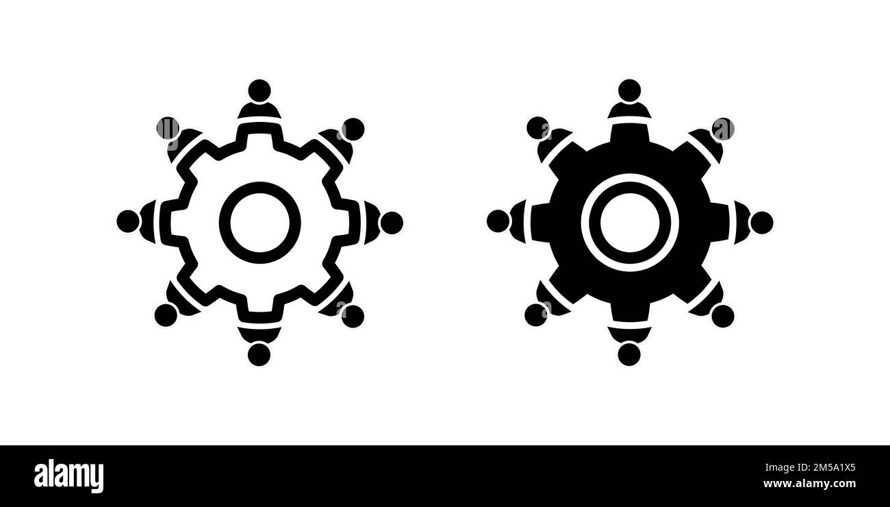 Leadership line icon in flat style. Team and gear symbol isolated on ...