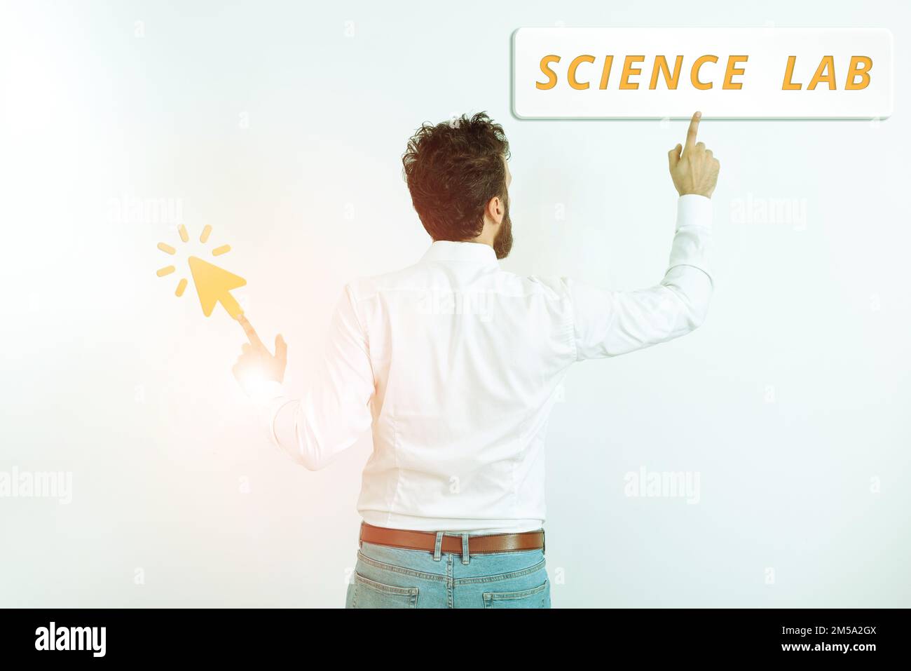 Text caption presenting Science Lab. Word Written on special facility ...