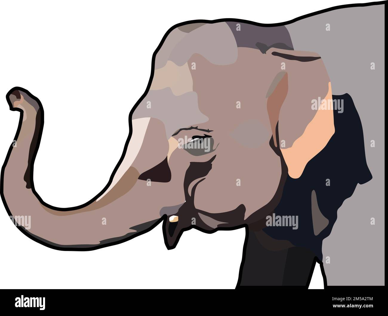 A simple digital art of an elephant isolated on a white background ...