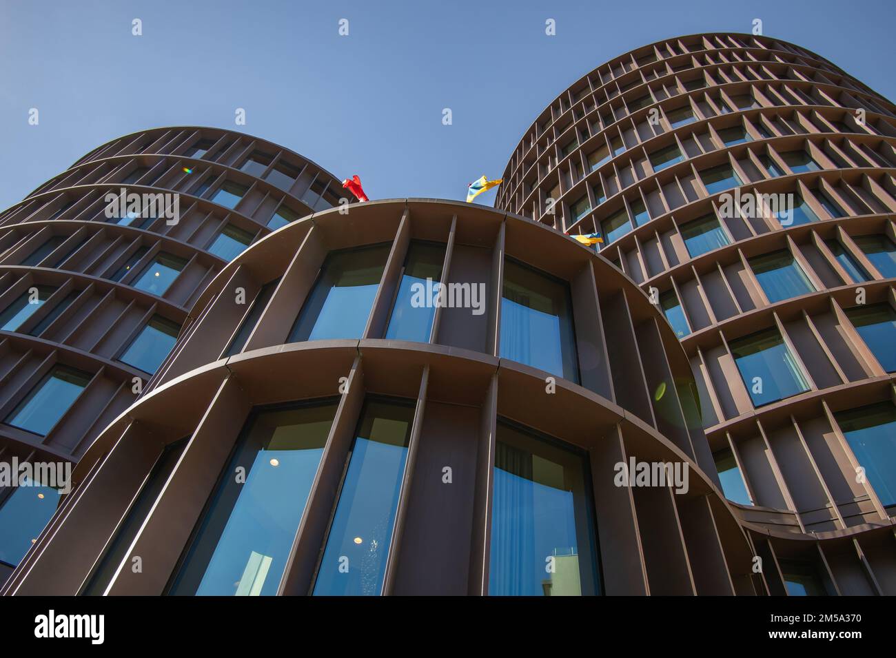 A low-angle shot of the Axel Towers in Copenhagen, Denmark Stock Photo ...