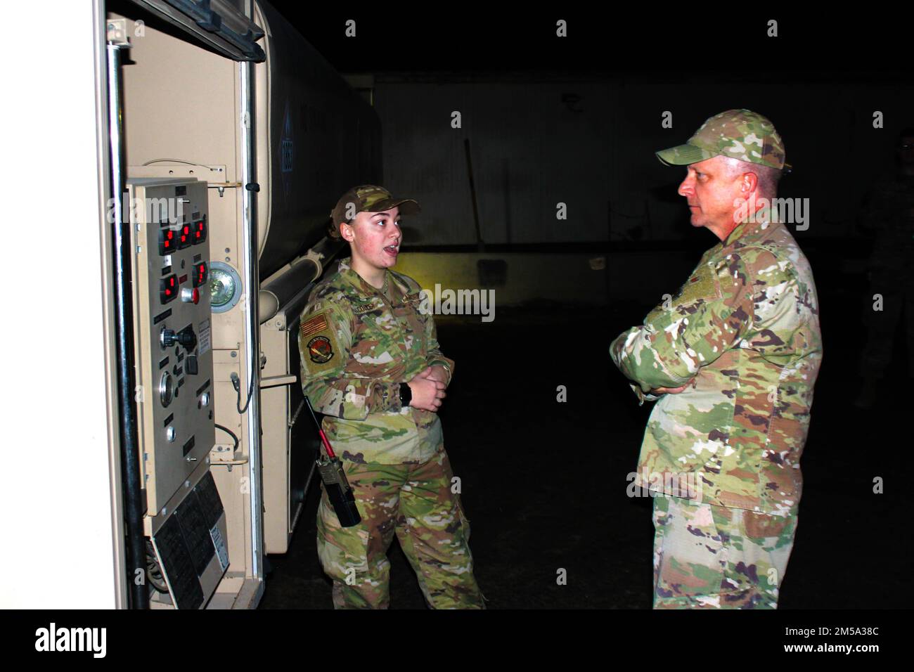 Airman 1st Class Kaitlyn Cooley discusses operations of the petroleum ...