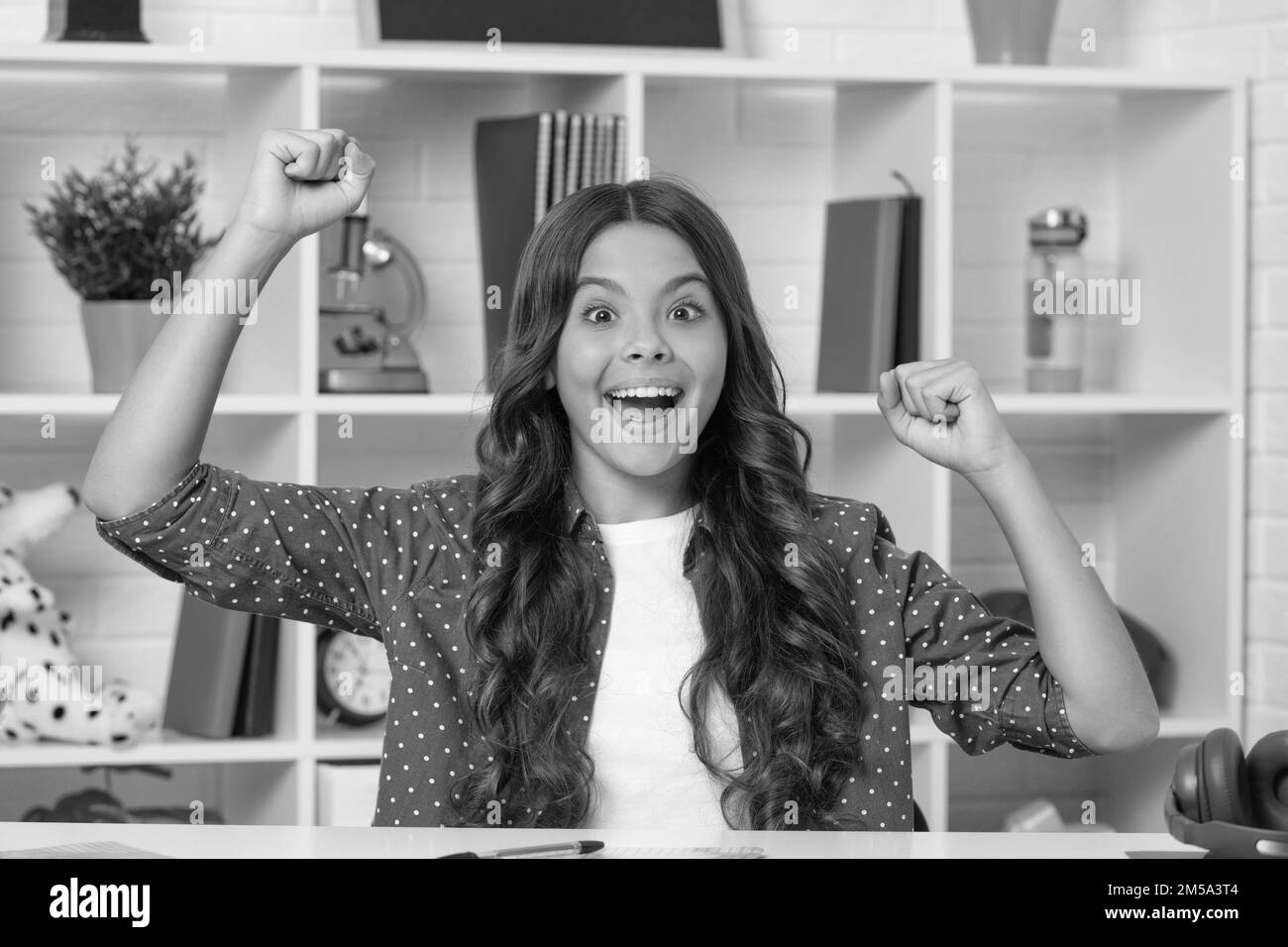 glad successful teen girl feel happiness, success Stock Photo - Alamy