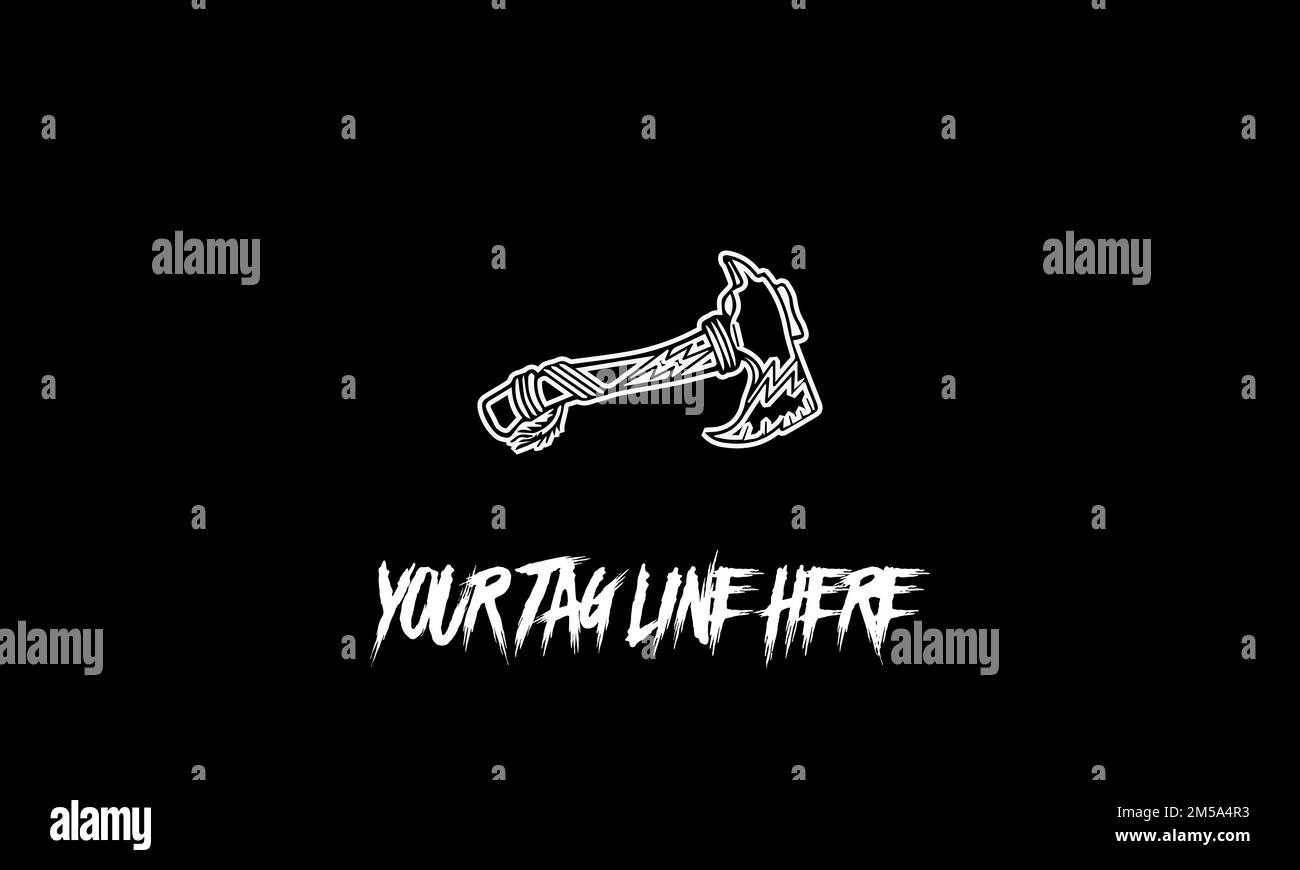 A vector of an axe icon with a tag line isolated on a black background ...