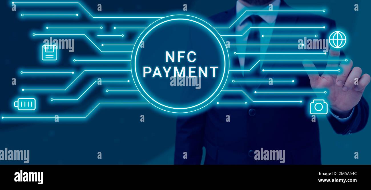 Hand writing sign Nfc Payment. Business idea contactless payment that ...