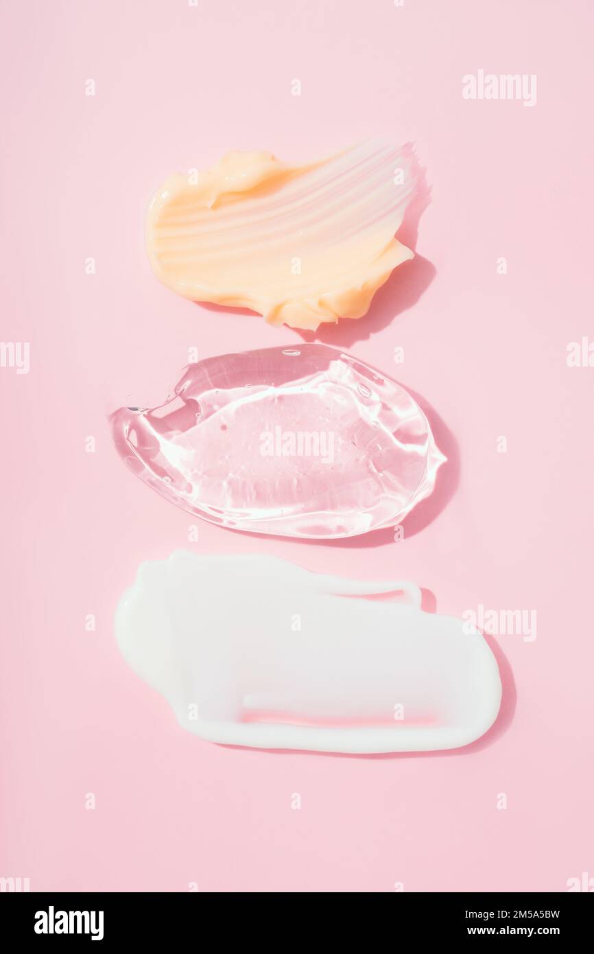 Set of cream and gel smears, various cosmetic products texture. Cream ...